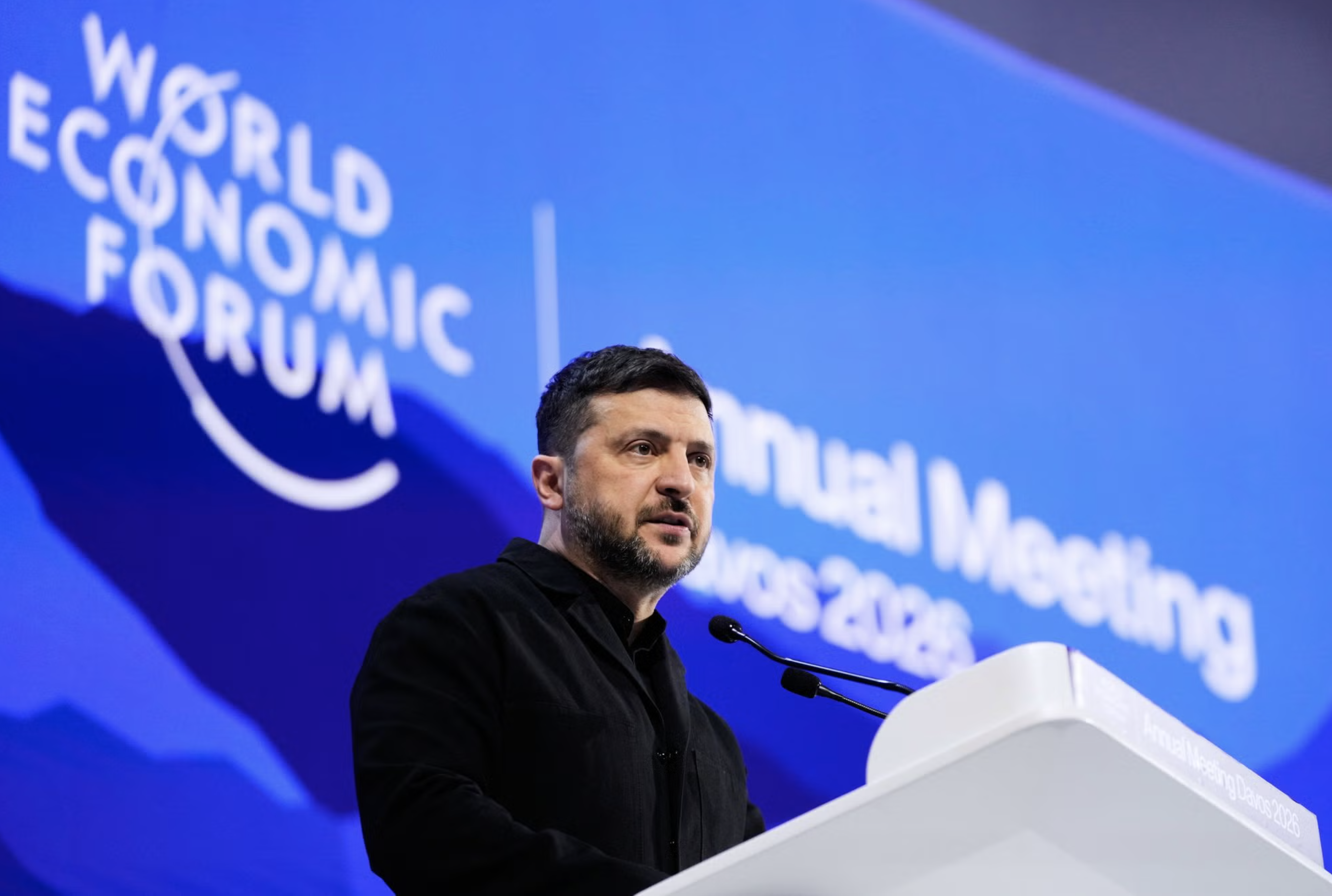 In Davos herinnert Zelensky Europa aan Rusland: "Uit de Groenland-modus ...